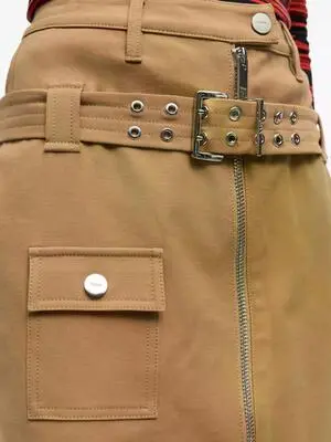 GANNI Belted Cotton Skirt - Neutrals