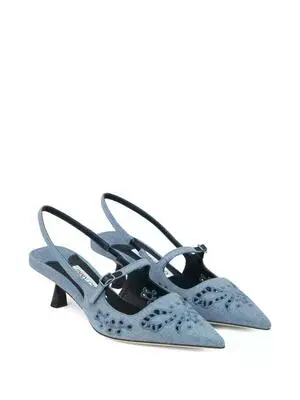 JIMMY CHOO Didi Embroidered Slingback Pumps - Blue