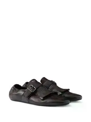 Prada Shuffle Fringed Monk Shoes - Brown