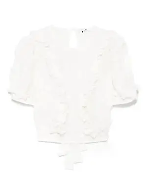 Elisabetta Franchi Ruffled Embroidered Top - White