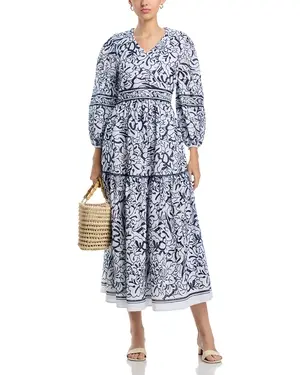 Misook Embroidered Floral Maxi Dress