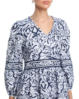 Misook Embroidered Floral Maxi Dress