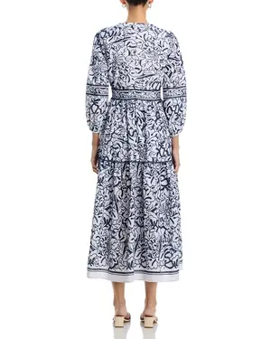 Misook Embroidered Floral Maxi Dress