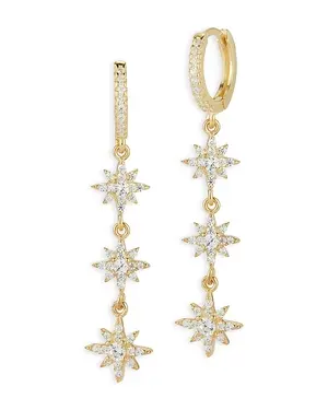 Aqua Star Drop Earrings - Gold