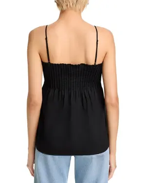 WAYF Asalia Poplin Pleated Top - Black