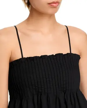 WAYF Asalia Poplin Pleated Top - Black