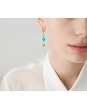 Marco Bicego 18k Yellow Siviglia Turquoise & Diamond Triple Drop Earrings