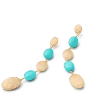 Marco Bicego 18k Yellow Siviglia Turquoise Drop Earrings - Gold