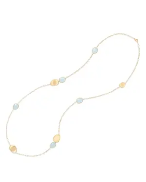 Marco Bicego 18k Yellow Gold Aquamarine Lunaria Necklace - Gold/aquamarine