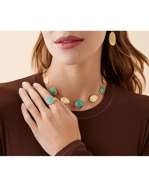 Marco Bicego 18k Yellow Lunaria Turquoise Collar Necklace