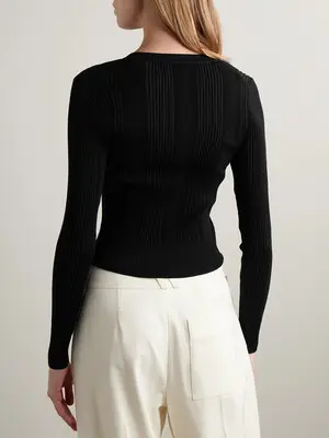 Proenza Schouler Ribbed-knit Cardigan With Smooth Panelled Contrast