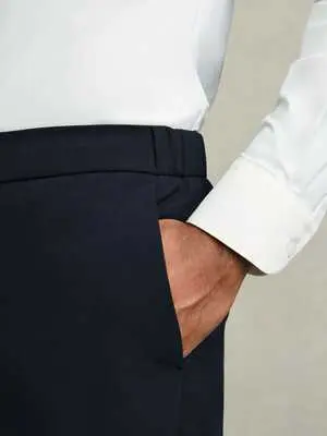 REISS Slim-fit Drawstring Trousers - Navy