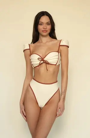 MONTCE Paula Contrast Binding High-waist Bikini Bottom