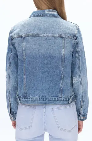 BAYEAS Distressed Denim Trucker Jacket