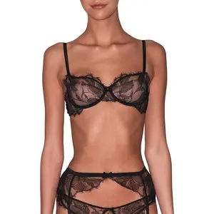 Fleur Du Mal Sophie Lace Underwire Balconette Bra - Black