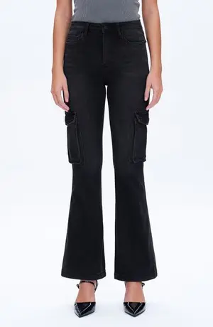 BAYEAS High Waist Flare Cargo Jeans