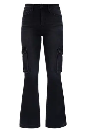 BAYEAS High Waist Flare Cargo Jeans