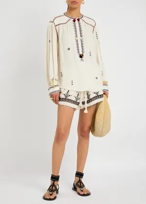 Isabel Marant Étoile Pelson Embroidered Woven Blouse