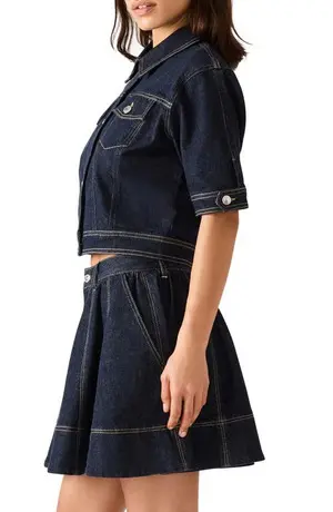 Steve Madden Elbow Sleeve Denim Trucker Jacket