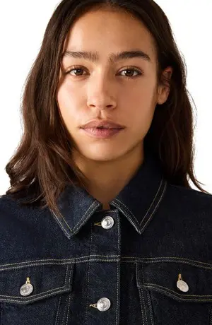 Steve Madden Elbow Sleeve Denim Trucker Jacket