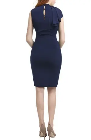 KIMI + KAI Josephine Ruffle Maternity Sheath Dress - Navy