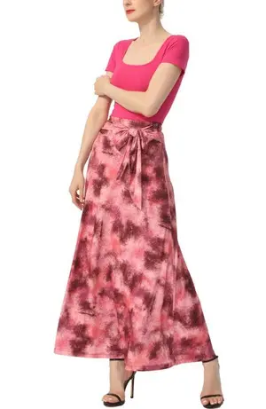 KIMI + KAI Printed Maxi Skirt With Belt - Rose