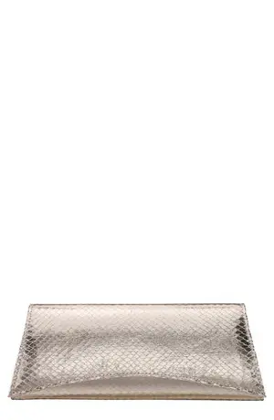 Nina Kallie Embossed Metallic Clutch - Platino