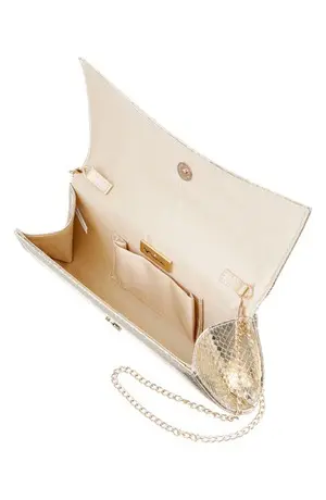 Nina Kallie Embossed Metallic Clutch - Platino