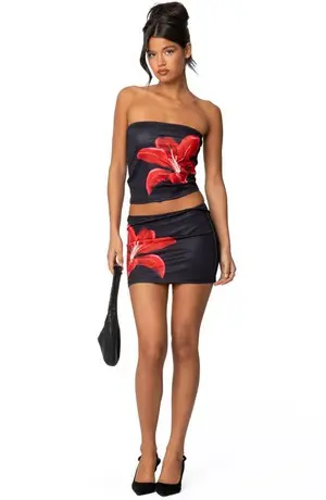 EDIKTED Floral Print Mini Skirt