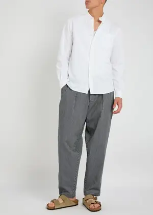 Universal Works Pleated Striped Cotton-twill Trousers