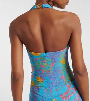 Versace Printed Halterneck Gown