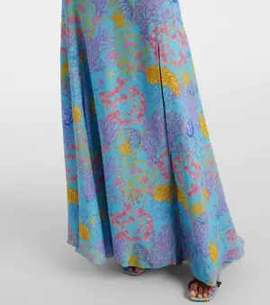 Versace Printed Halterneck Gown - Blue