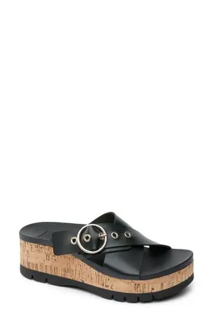Reef Vista Higher Gia Platform Wedge Slide Sandal - Black Cork