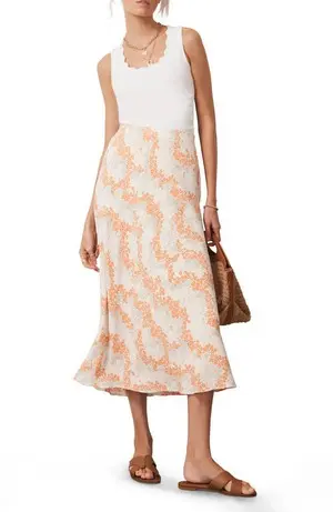 Mint Velvet Floral Print Midi Slip Skirt