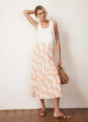 Mint Velvet Floral Print Midi Slip Skirt