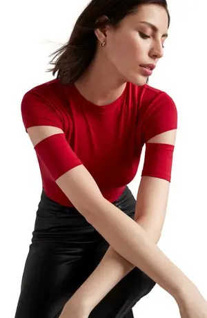 MARCELLA Esme Cutout Sleeve Top - Red