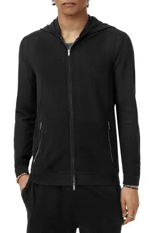 John Varvatos Lazo Full Zip Mesh Sweater Hoodie