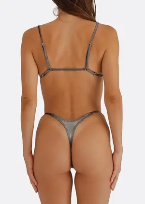 MINIMALE ANIMALE Wall Street Thong Bikini Bottom - Silver