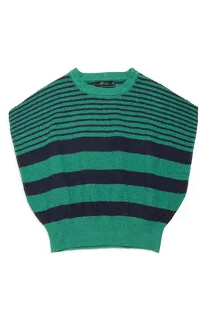 Deluc Crop Sweater Vest - Green Striped Blue