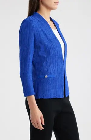 Ming Wang Tailored Fit Textured Knit Jacket