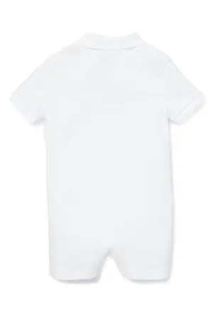 Ralph Lauren Solid Cotton Interlock Polo Romper - White