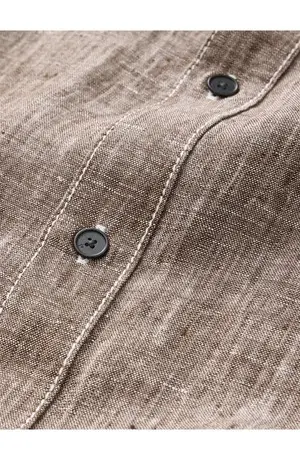 John Varvatos Ben Linen Button-up Shirt - Earth Brown