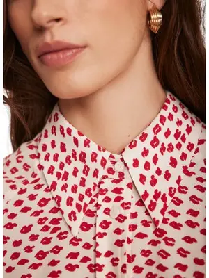 Mint Velvet Lip Print Crop Shirt