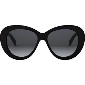 Celine Triomphe 55mm Gradient Butterfly Sunglasses - Shiny Black / Gradient Smoke