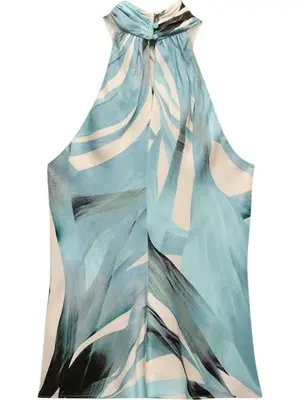 Mint Velvet Printed Satin Halter Top