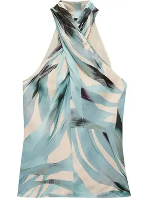 Mint Velvet Printed Satin Halter Top