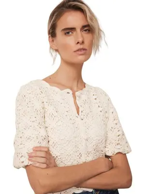 Mint Velvet Crochet Knit Top