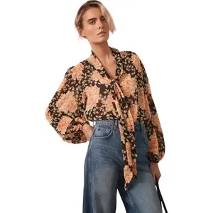 Mint Velvet Printed Pussy-bow Blouse