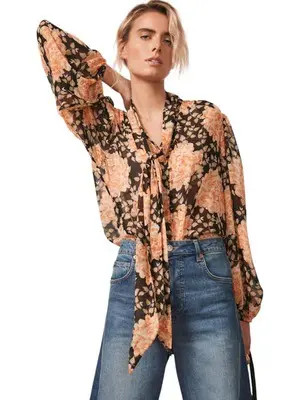 Mint Velvet Printed Pussy-bow Blouse
