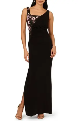 Adrianna Papell Beaded Jersey Evening Gown